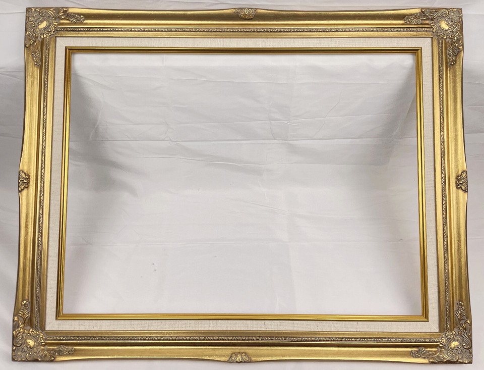 Antique Gold Ornate Baroque Wood Picture Frame Linen Liner 3" Wide | eBay