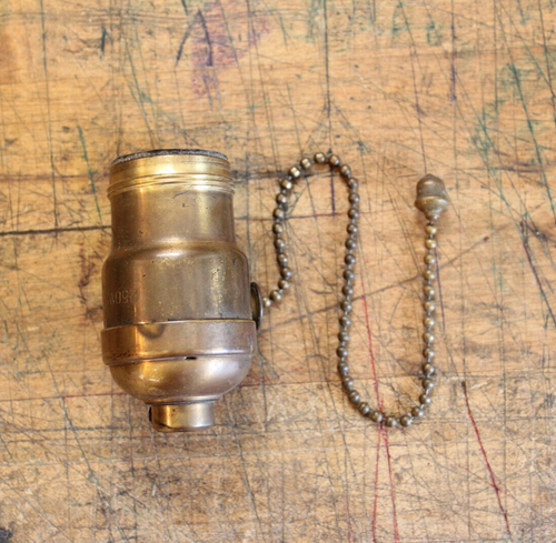 Vtg Antique Hubbell Acorn Brass Socket Industrial OC White Faries Era ...