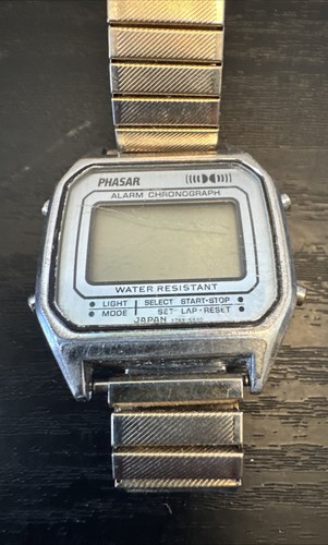 Vintage Phasar Watch Men Digital Silver Stretch Band Flawed Read | eBay