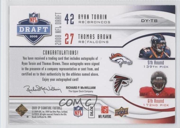2009 SP Signature Edition Draft Years Signatures Ryan Torain Thomas ...