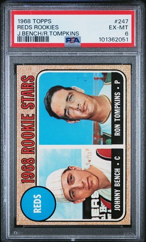 1968 TOPPS JOHNNY BENCH/RON TOMPKINS #247 REDS ROOKIES ROOKIE RC PSA 6 ...