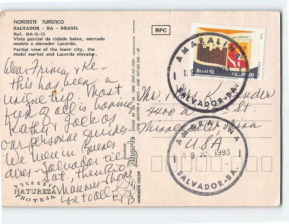 Postcard Partial View of the Lower City Salvador Brazil | eBay