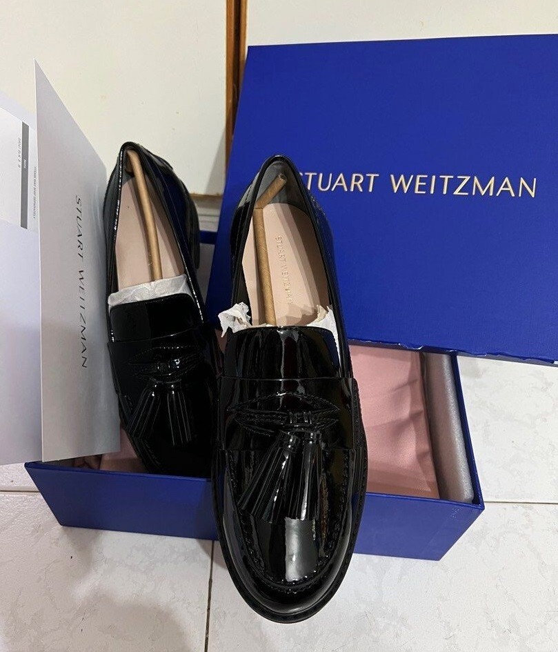 Stuart Weitzman Adrina Black Patent Leather Loafer Size 5.5 B NEW in ...