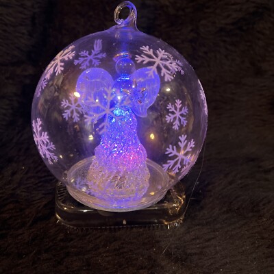 Spun Blown Glass Lighted Christmas Color Changing ANGEL w/ Star ⭐️ ...