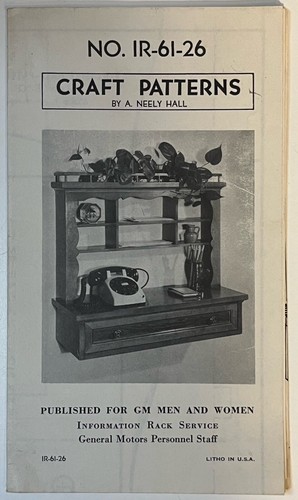 1960s Telephone Hutch Woodworking Craft Pattern NO. IR-61-26 Neely Hall ...