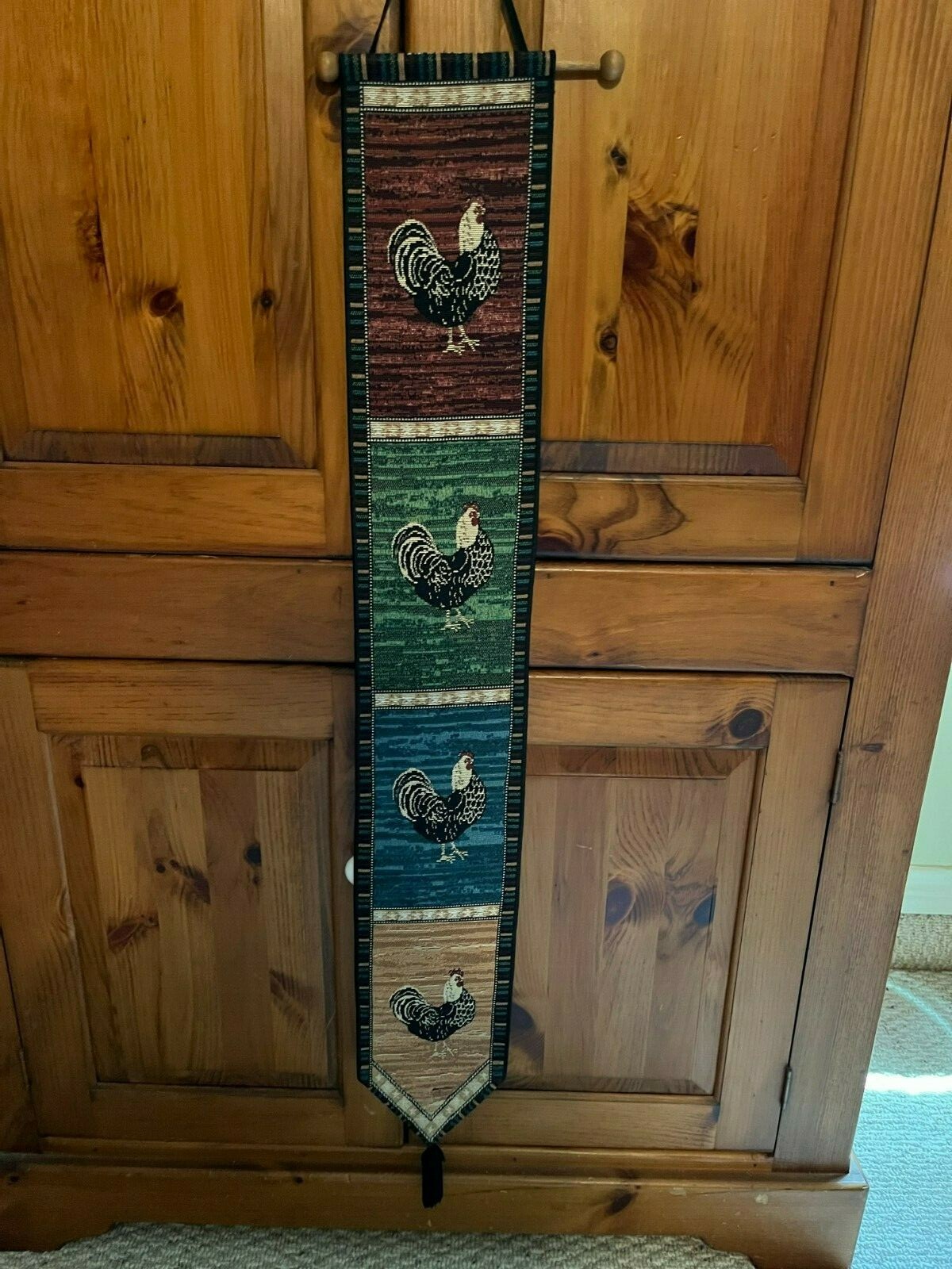 Warren Kimble Rooster Wall Tapestry-4 Roosters-Wood Rod- Large- 42 Inch ...