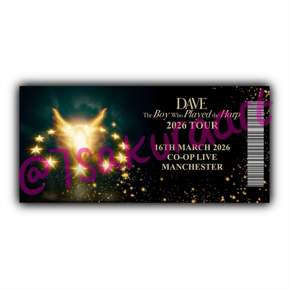 DAVE 2026 Tour Souvenir Tickets DAVE The Boy Who Played The Harp Tour ...