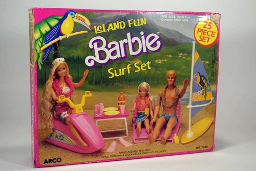 NIB Vintage Barbie Island Fun Surf Set 25 Piece Complete 1987 Arco | eBay