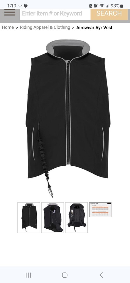 Equestrian air vest protective vest size xxs airowear by Charles Owen ...