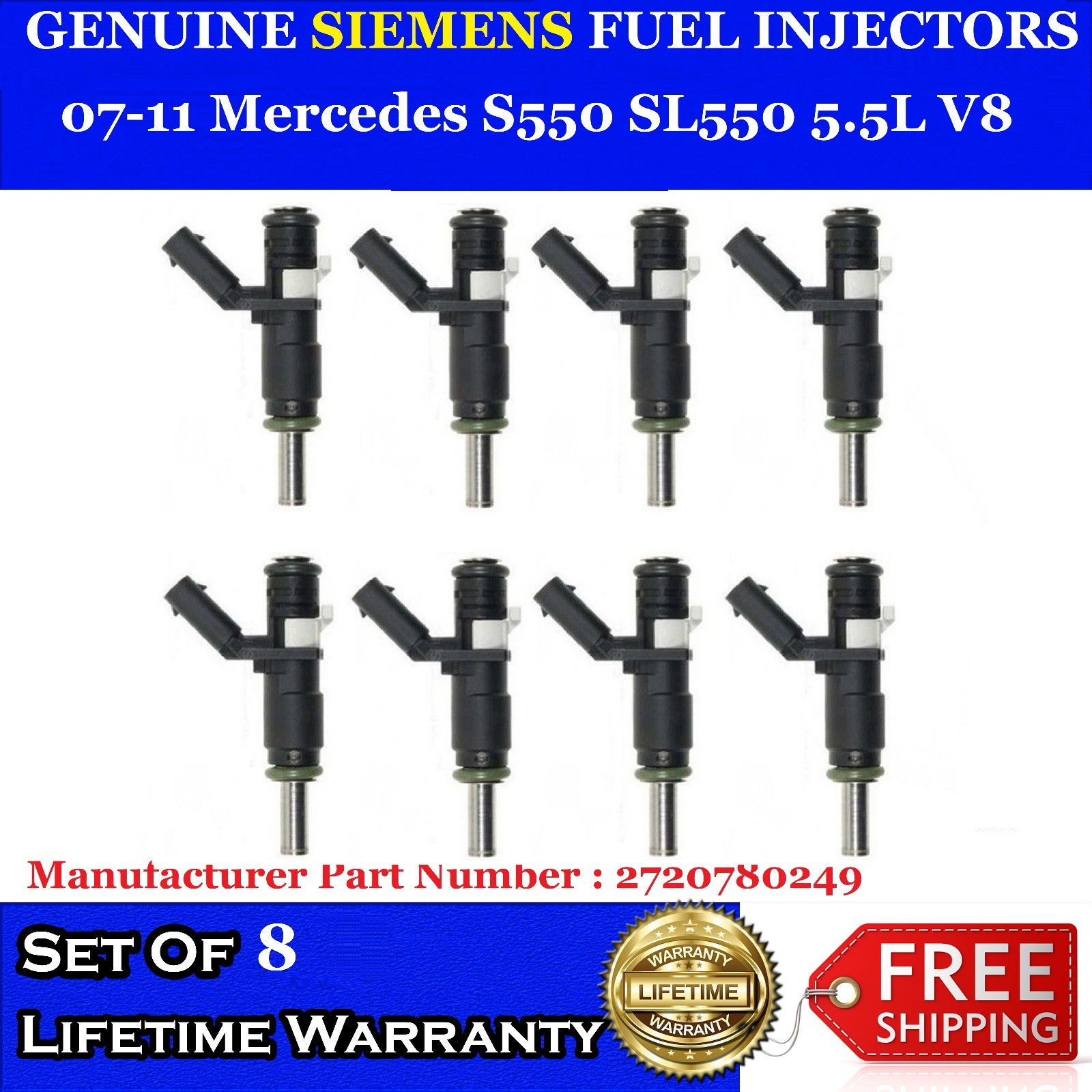 8x OEM Siemens Fuel Injectors for 07-11 Mercedes S550 SL550 5.5L V8 ...