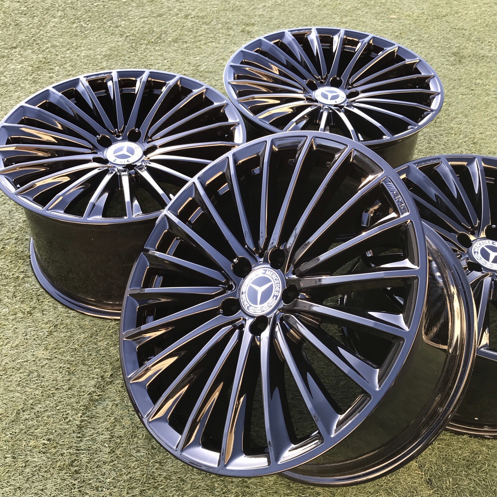 19 MERCEDES AMG RIMS SL43 SL55 SL63 WHEELS STOCK SET 4 GLOSS BLACK ...