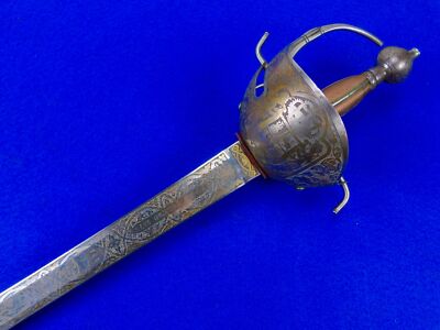 Spanish Spain Toledo Antique 19 Century Large & Heavy Engraved Rapier ...