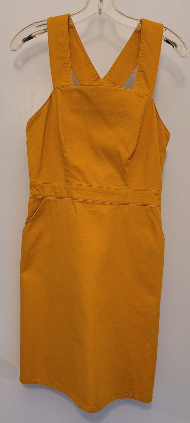 Universal Thread Mustard Yellow Overall Sleeveless Women's Dress Size ...