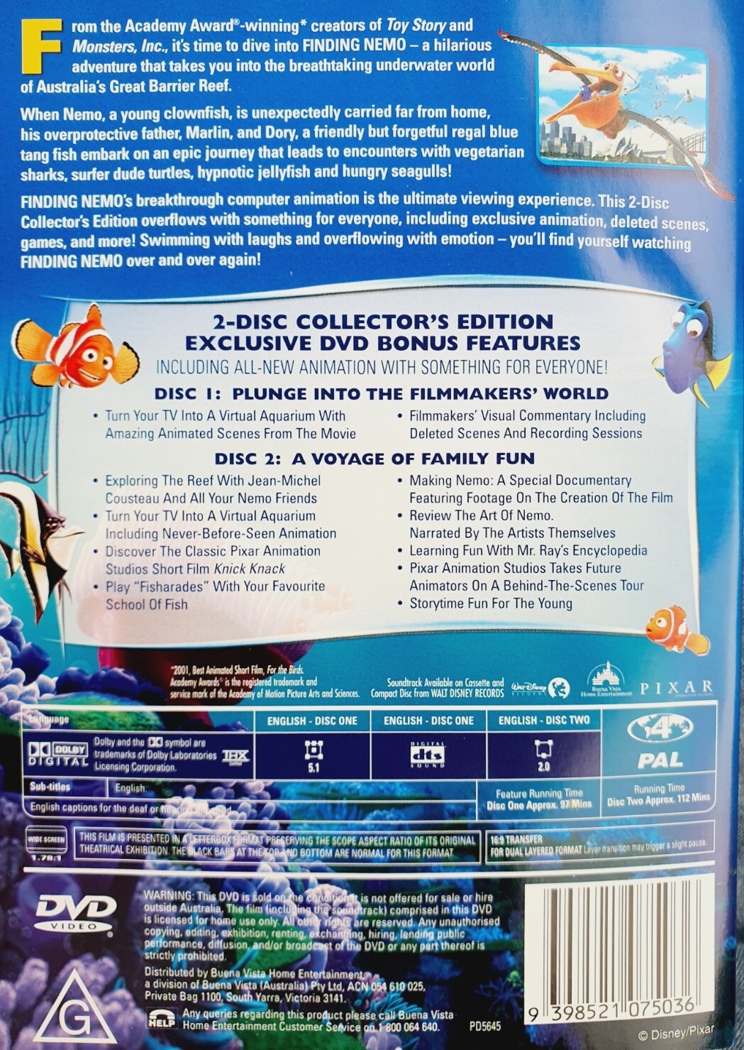 Finding Nemo - 2 Disc Collectors Edition (DVD, 2003) VG R4 ...