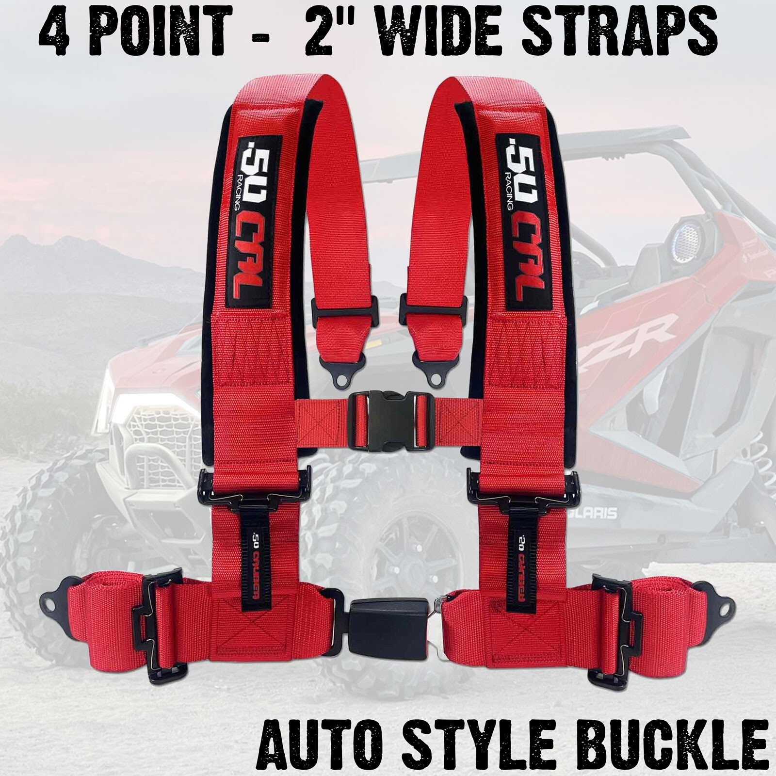 2" 4 Point UTV SXS Harness Auto Style Buckle RZR Teryx X3 Talon ...