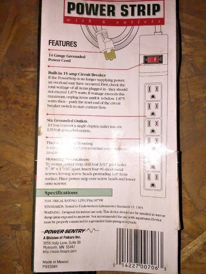 (K) POWER SENTRY power Strip W/6 Outlets 706 (green) | eBay
