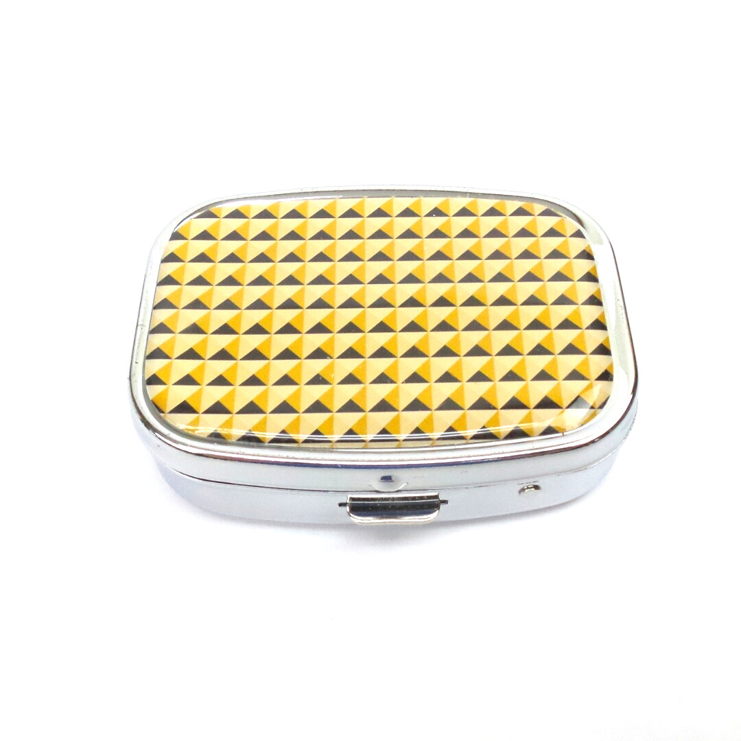 Pill Box Yellow Geometric Rectangle Pill Organizer Divider Medicine ...
