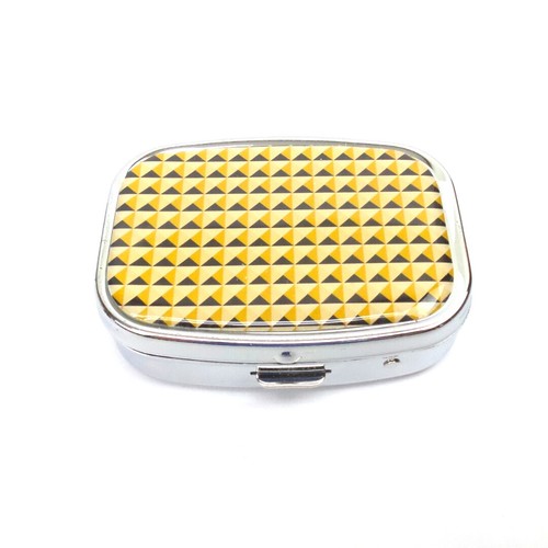 Pill Box Yellow Geometric Rectangle Pill Organizer Divider Medicine ...