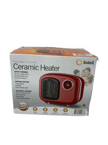 Soleil Personal Ceramic Mini Heater 250W Indoor Red MH-08R NIB | eBay
