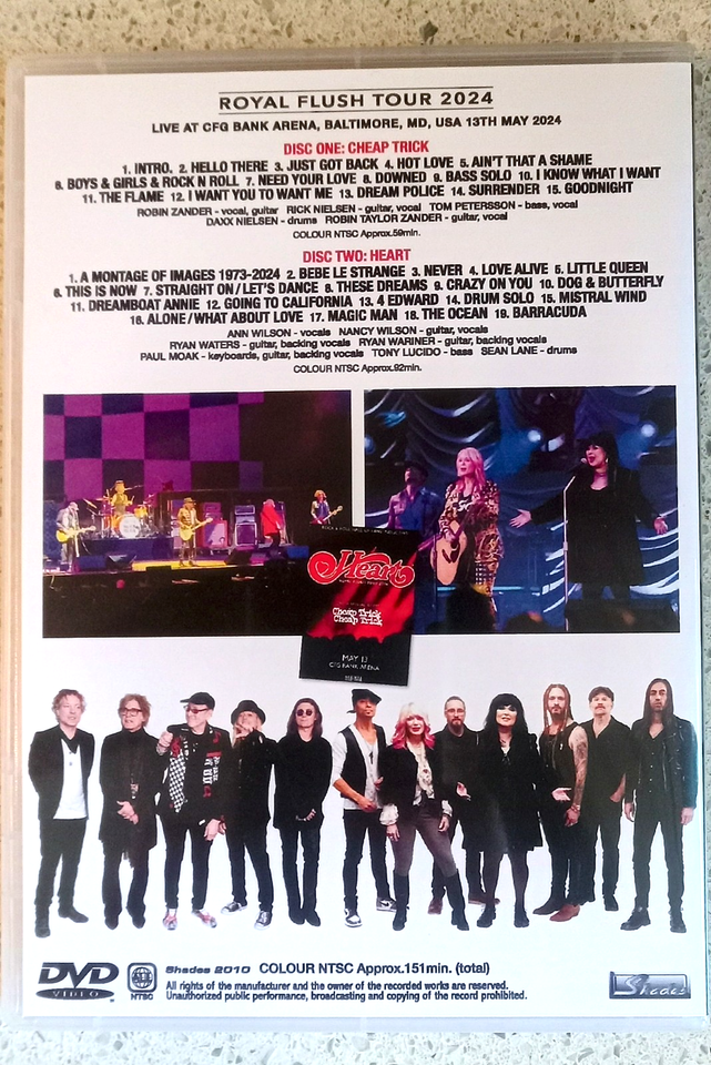 HEART Wilson / CHEAP TRICK New 2 DVD 2024 BALTIMORE MD Royal Flush ...