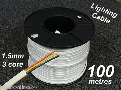100m Roll Electrical Cable flat 1.5mm 3 core (2C + E) - for lighting ...