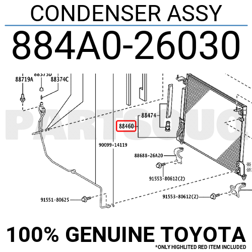 884A026030 Genuine Toyota CONDENSER ASSY 884A0-26030 | eBay