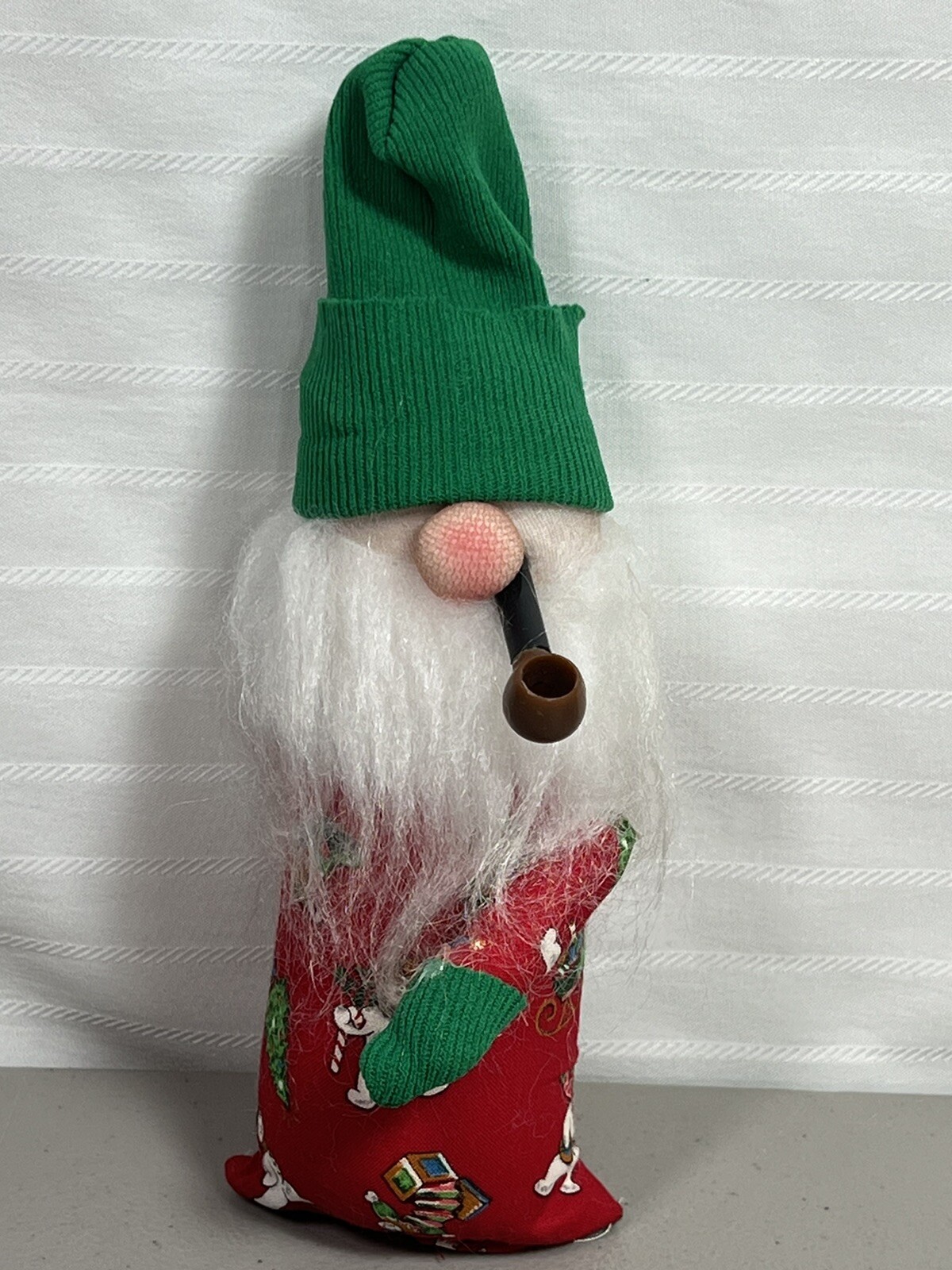 Vintage 4 Handmade Christmas Pipe Smoking Gnomes Elves with Sled. | eBay