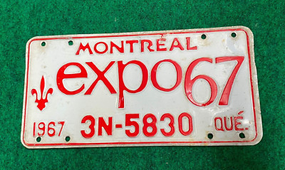 1967 Montreal QUEBEC Expo 67 LICENSE PLATE Canada 3N-5830 | eBay