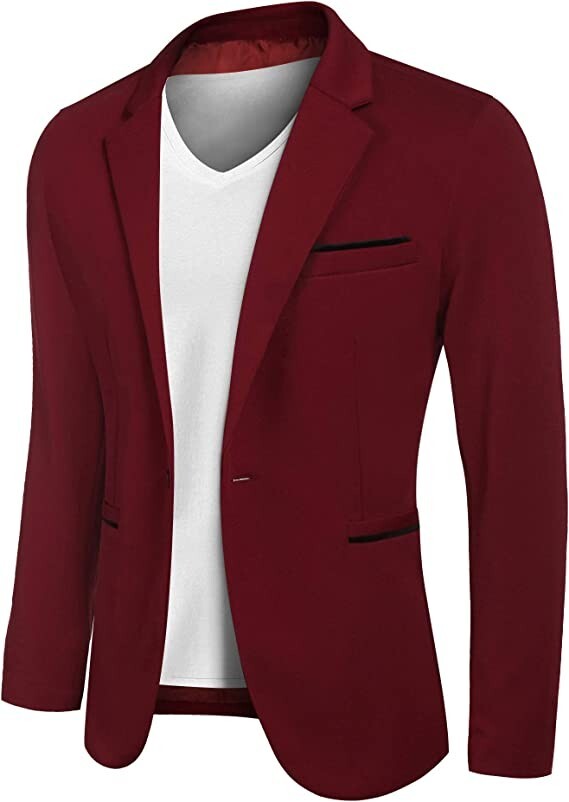 JINIDU Men's Casual Sports Lightweight Blazer Jacket One Button Size ...