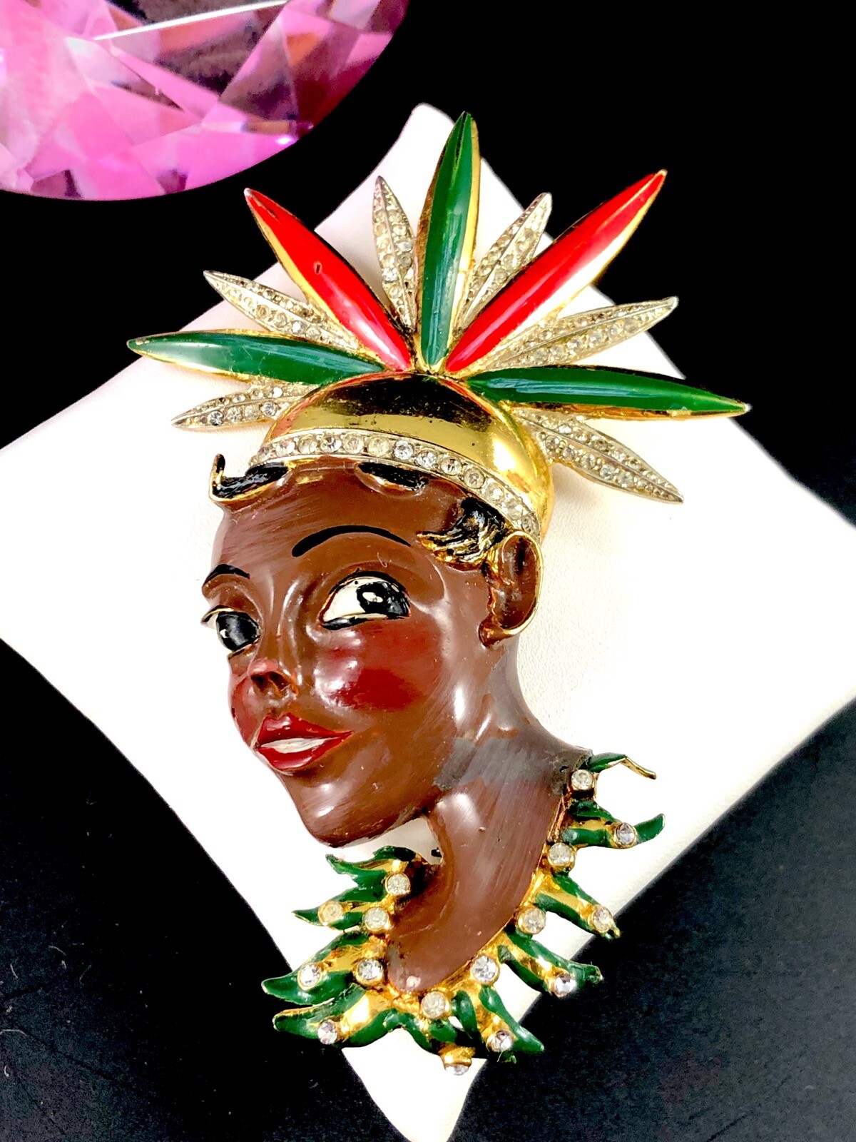 RARE 1943 COROCRAFT STERLING RHINESTONE ENAMEL JOSEPHINE BAKER JAZZ AGE ...