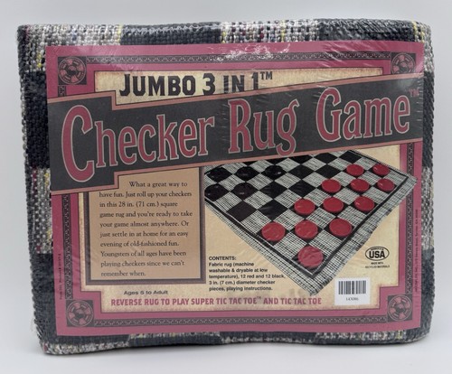 Jumbo 3 in 1 Checker Rug Game Cracker Barrel Reverse Rug Super Tic Tac ...