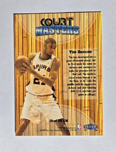 1997-98 Fleer Ultra Tim Duncan Court Masters RC 18 Of 20 CM/ Read ...