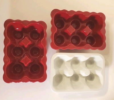 3 Ceramic Egg Carton Holders Storage Containers - Each Hold 1/2 Dozen ...