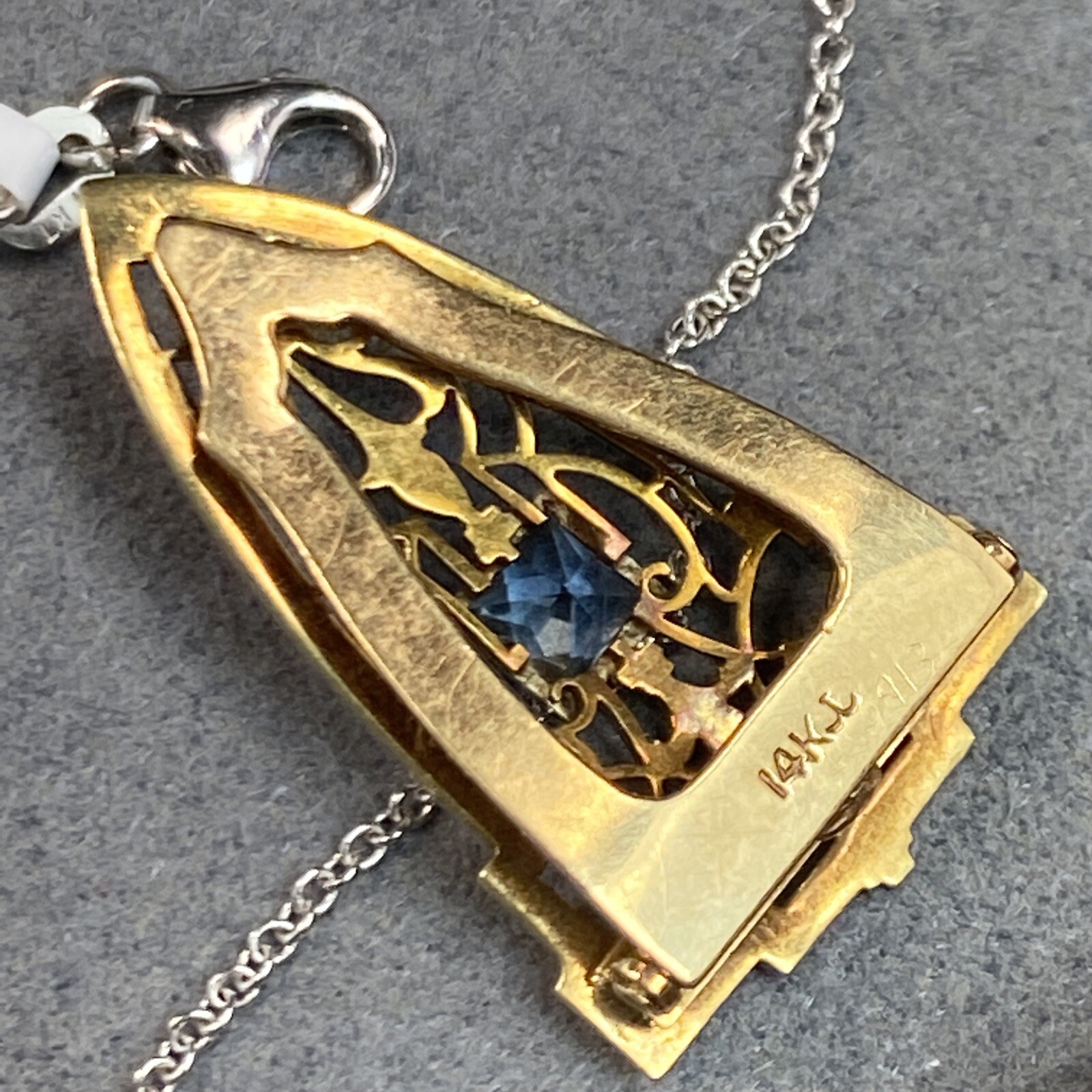 Art Deco Aquamarine Clip Pendant Estate Fine Jewelry Pre-Owned Fleur-De ...