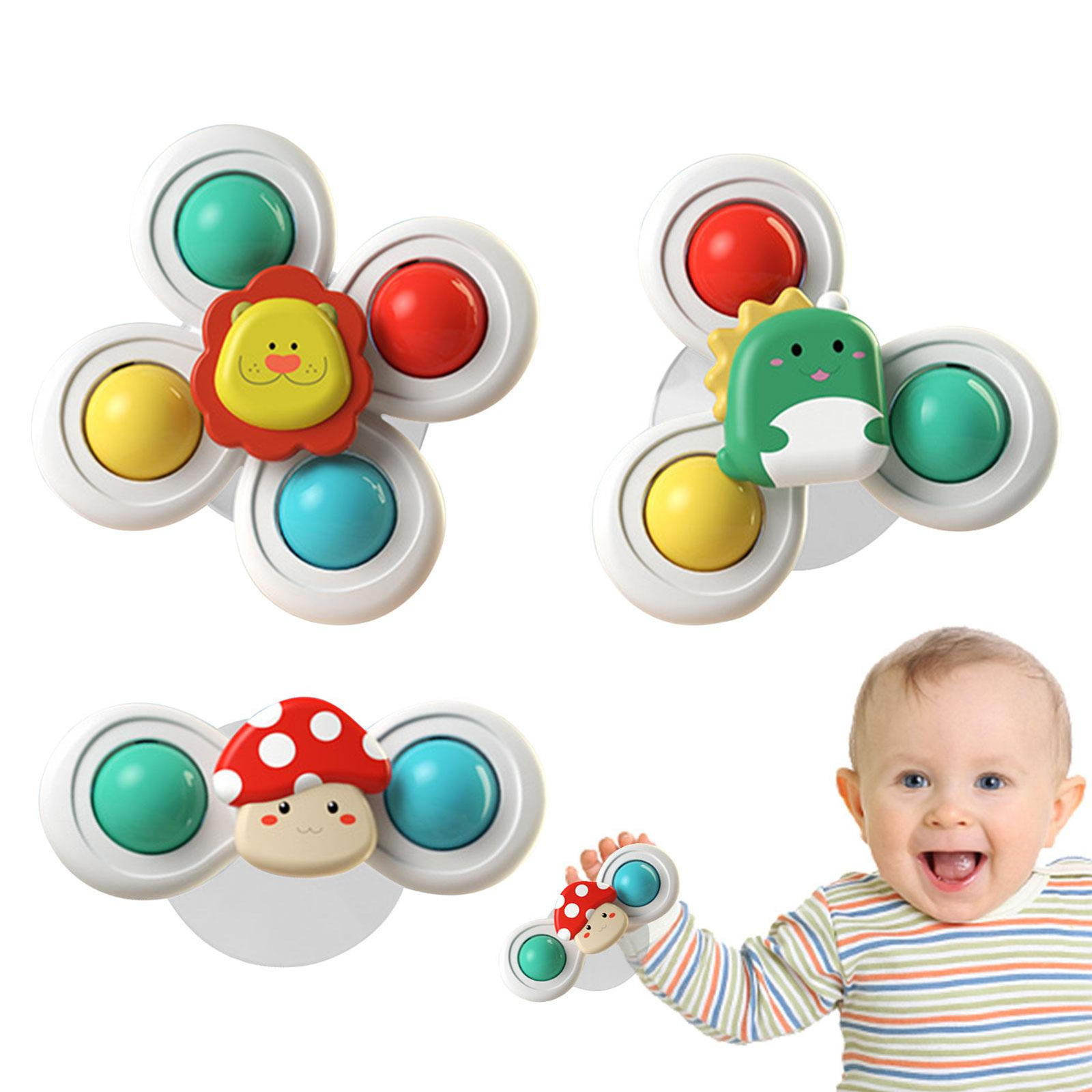 3*Baby Suction Cup Spinning Top Toys Suction Spinner Toys For Babies ...