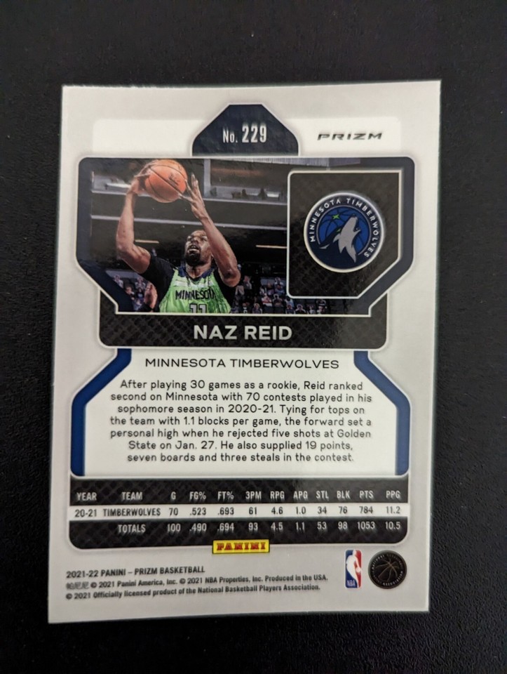2021-22 Panini Prizm RWB Red White Blue Prizm #229 Naz Reid ...