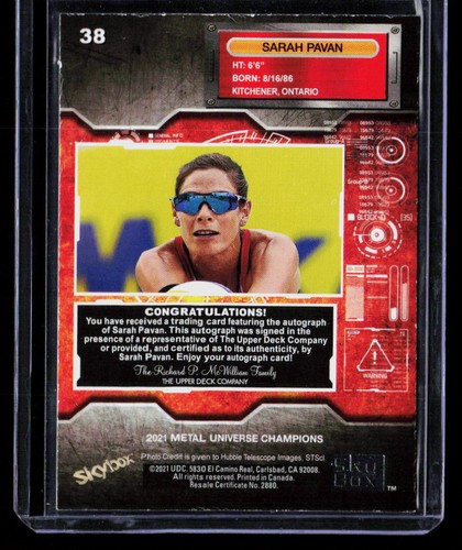 Sarah Pavan 2021 SkyBox Metal Universe Champions Base Silver Autographs ...