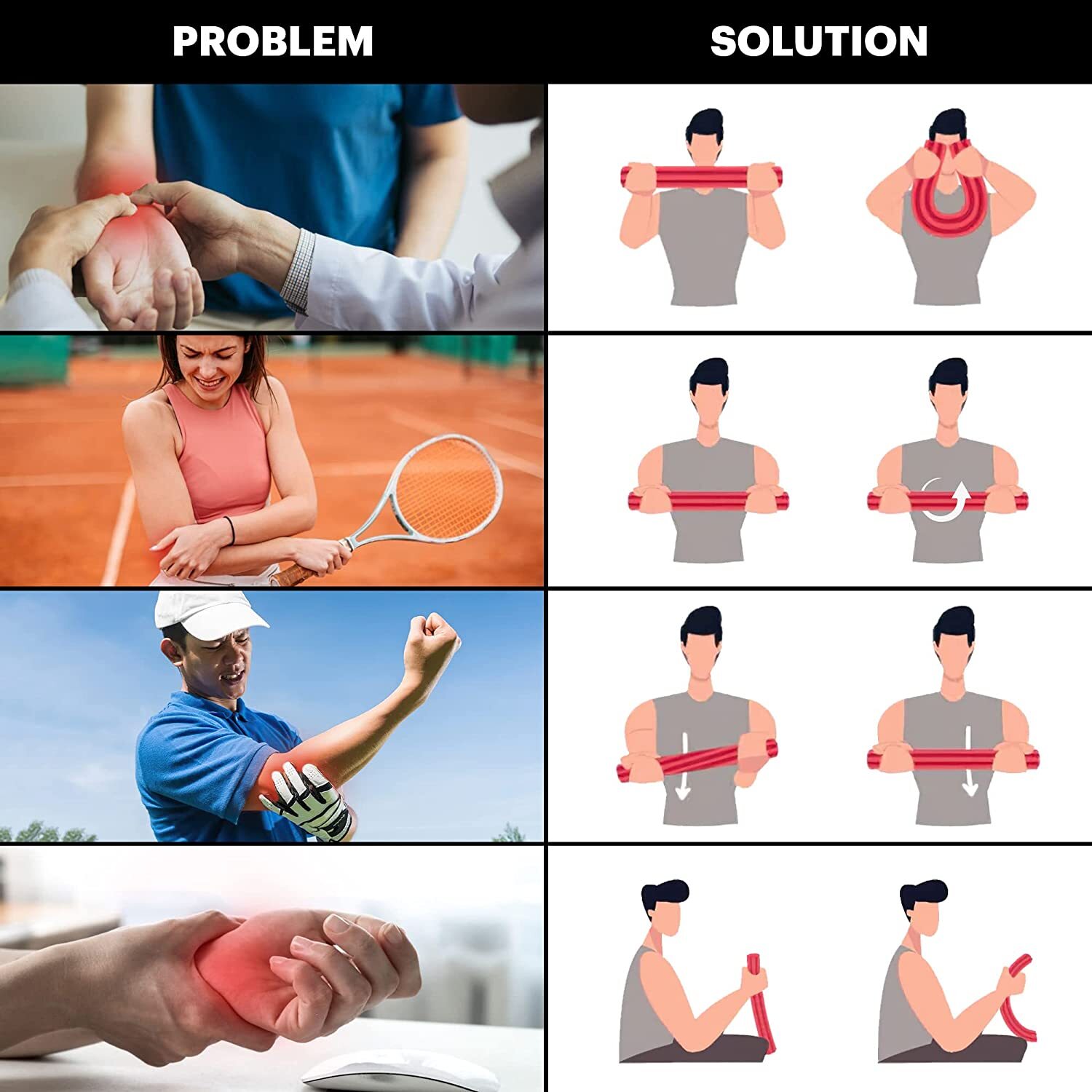 Physical Therapy Tennis Elbow Pickleball Golf Exerciser Bar Resistance ...