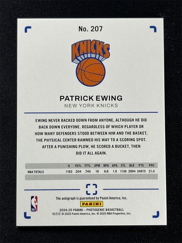 2024-25 Panini Photogenic Patrick Ewing #207 Variation Auto Knicks Case ...