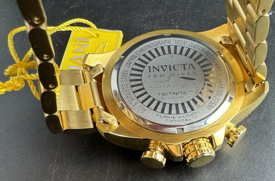 Used Invicta Pro Diver Tritnite 22590 Gold Men's Watch | eBay