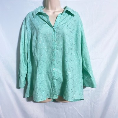 Lemon Grass Cute Mint Green Button Up Top Size 2X | eBay