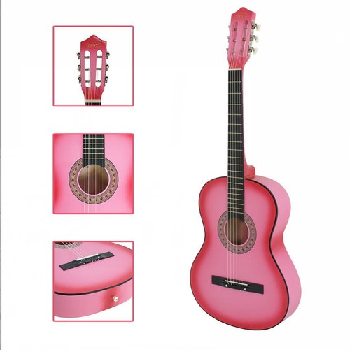 38" Wooden Beginners Acoustic Guitar With Guitar Case Strap Tuner and ...