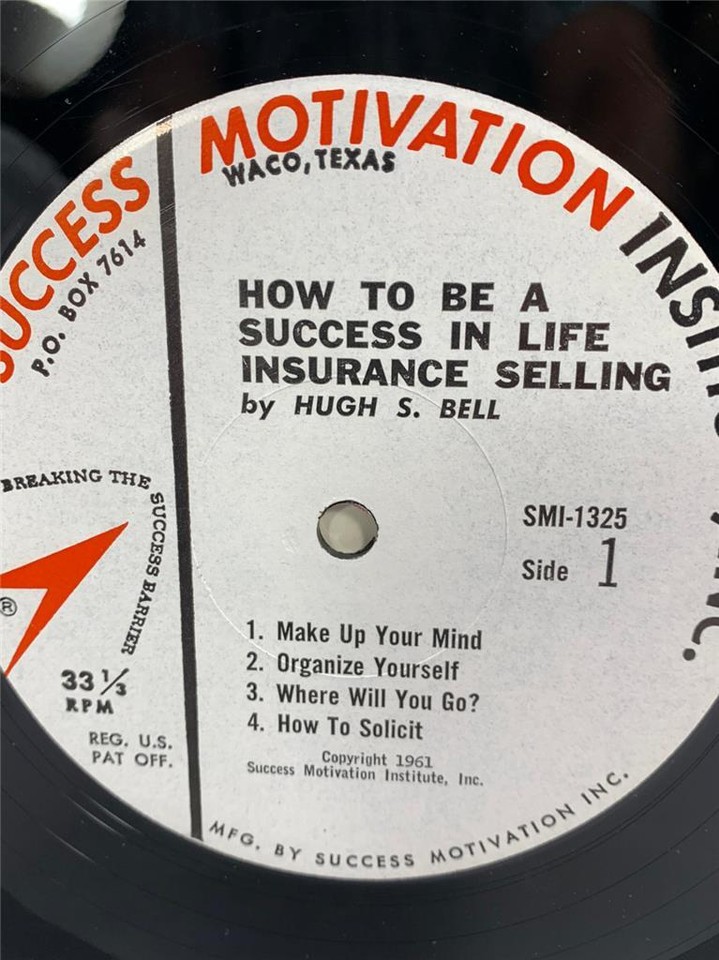 Hugh Bell LP How To Be A Success In Life Insurance Selling Record EX ...