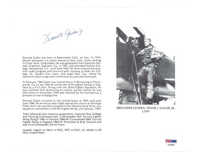 FRANK GAILER SIGNED 8X10 (D) PSA DNA AC42621 WWII ACE 6.5V | eBay