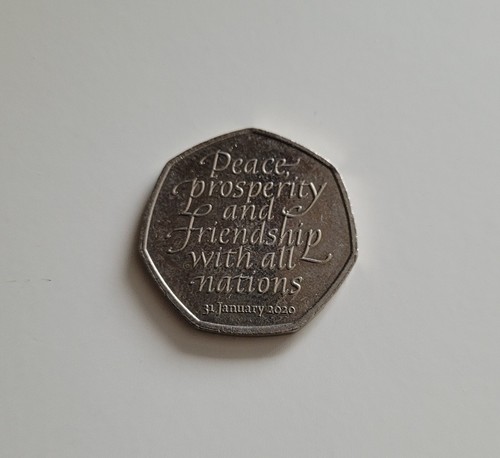 Very Rare (Brexit) 50p Coin Peace Prosperity And Friendship With All ...