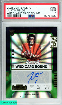 2021 PANINI CONTENDERS JUSTIN FIELDS #108 AUTO-WILD CARD ROUND RC PSA 9 ...