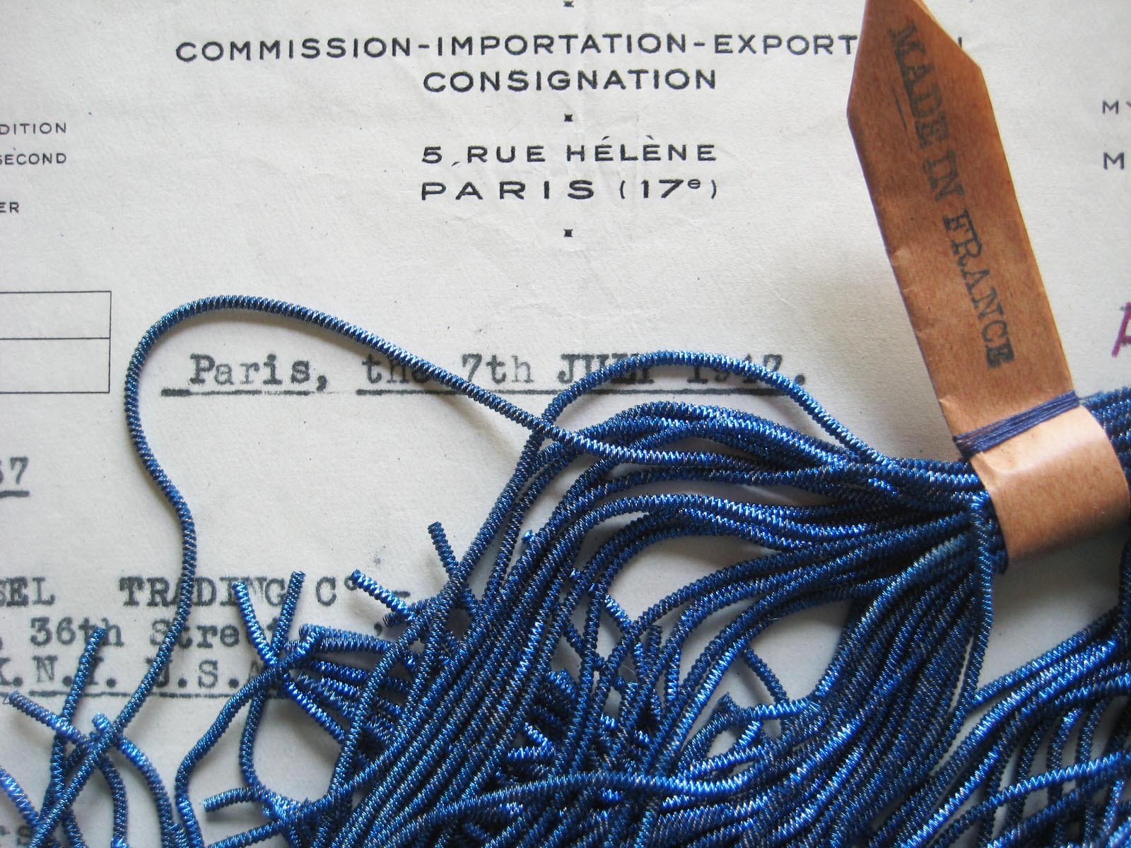 AUTHENTIC FRENCH Vintage Blue Metal Thread Check Purl Bullion ...