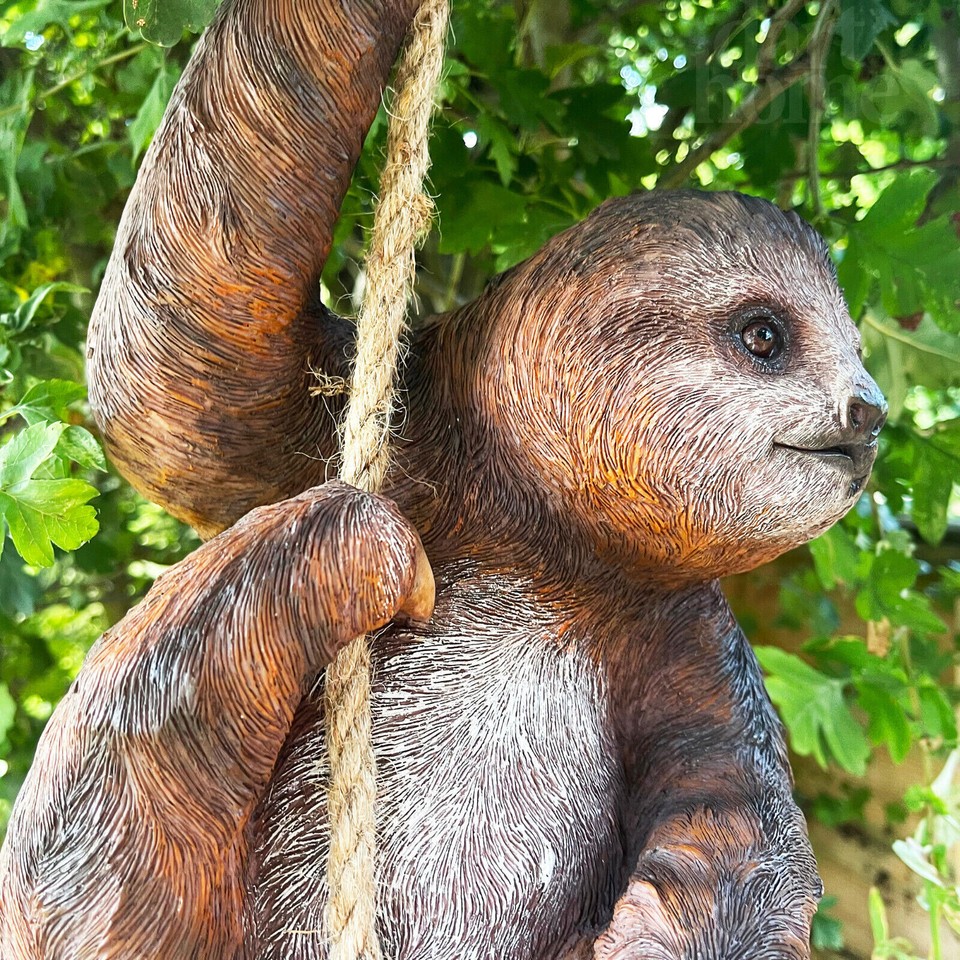 Climbing Sloth Sculpture Tree Hanging Garden Animal On Rope Ornament ...