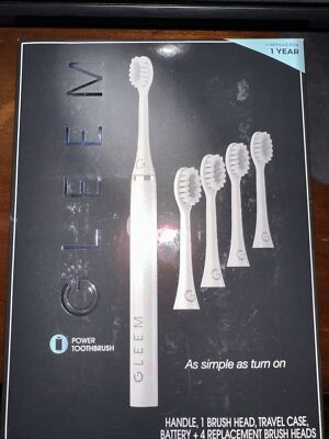 GLEEM Battery Power Electric Toothbrush Set Travel Case, 4 Brush Heads ...