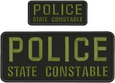 POLICE STATE CONSTABLE embroidery Patch 4x10 & 2x5 hook on back od gree ...